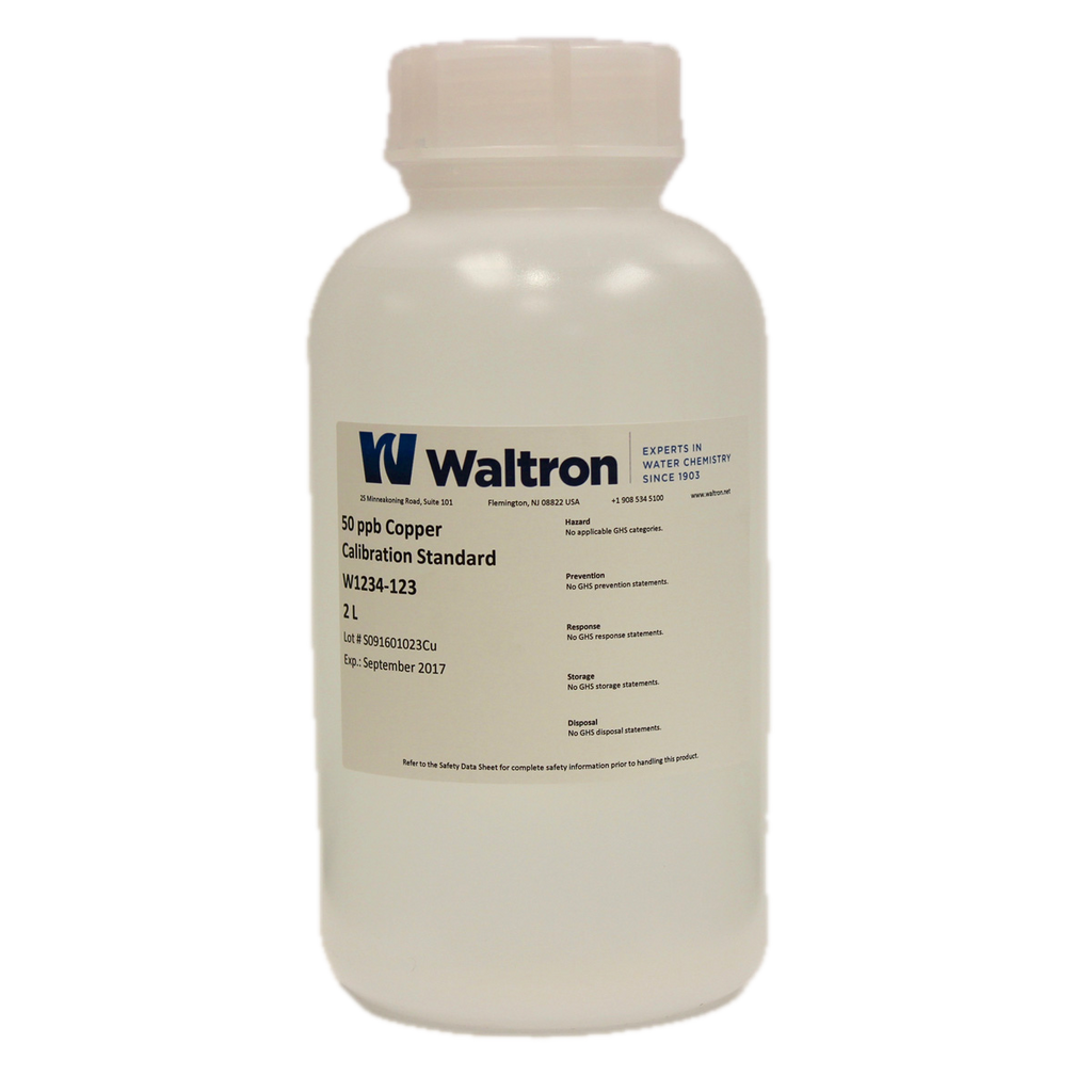 Copper Calibration Standard, 50ppb, 2L – Waltron Shop